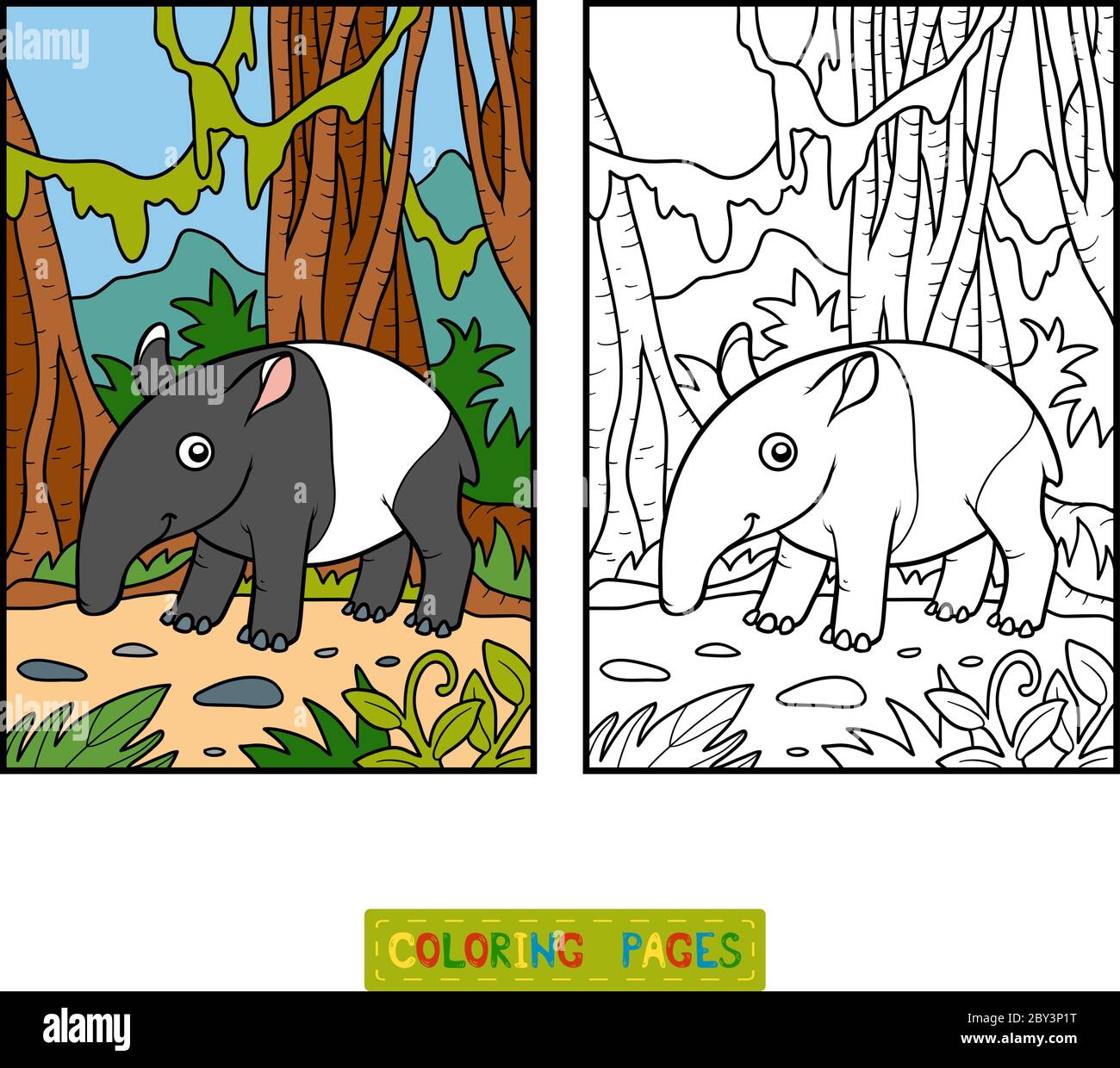 Coloring book for children, Malayan tapir Stock Vector Image & Art - Alamy