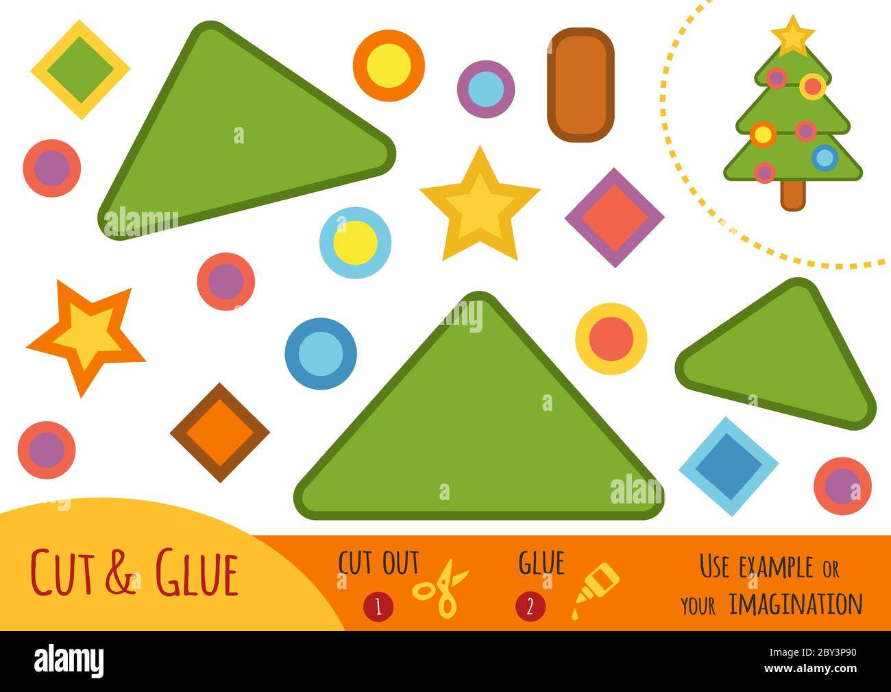 Education Paper Game For Children Christmas Tree Use Scissors And