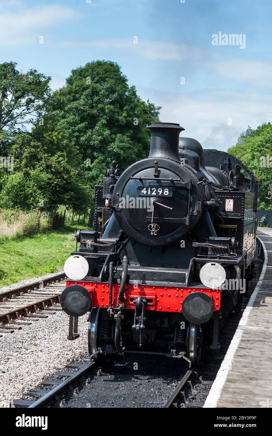 Steam locomotive Ivatt Class 2 2-6-2T NO.41298 ready to haul a train ...