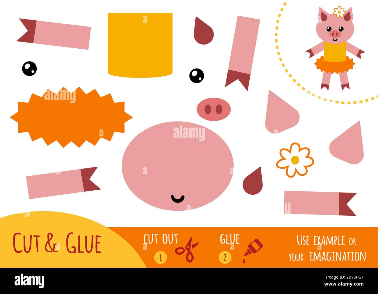 Education paper game for children, Pig. Use scissors and glue to create ...