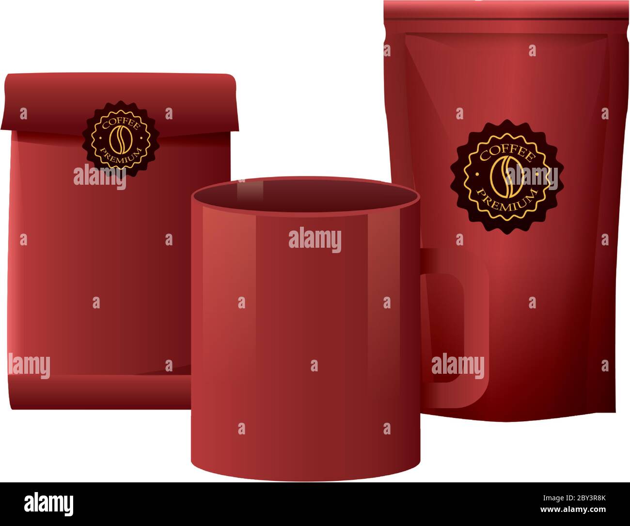 elegants red coffee packings products vector illustration design Stock ...