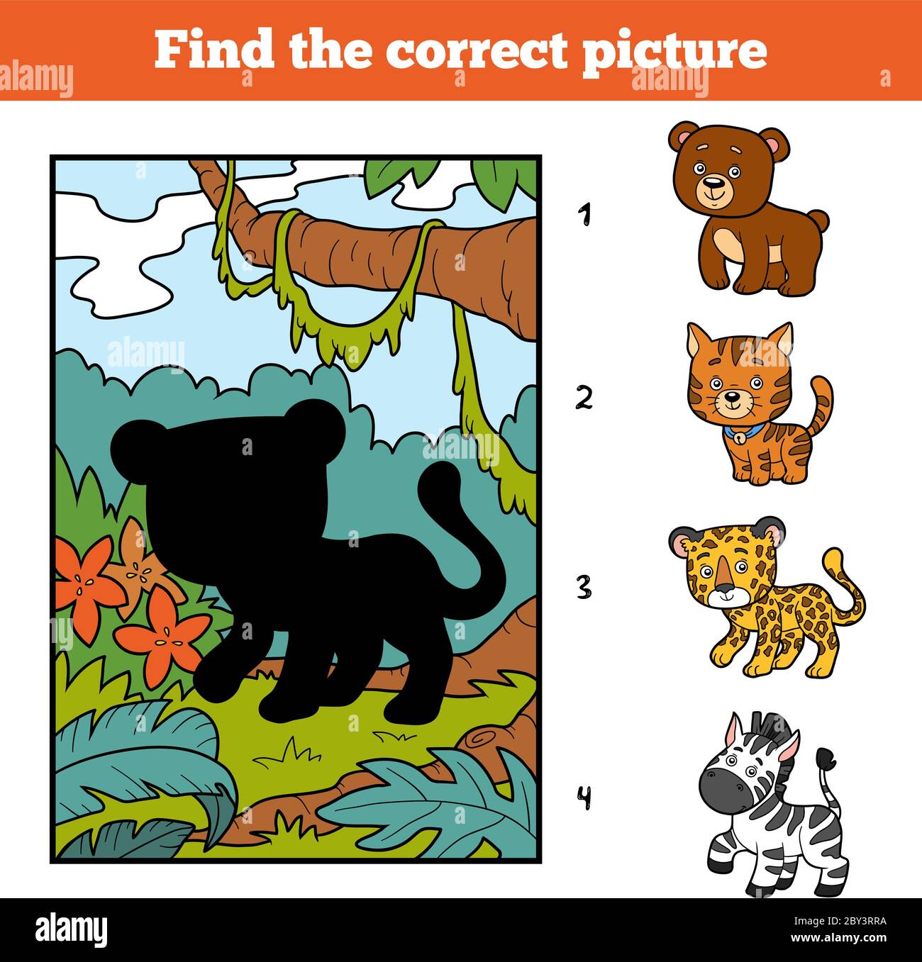Find the correct picture, education game for children. Jaguar and ...