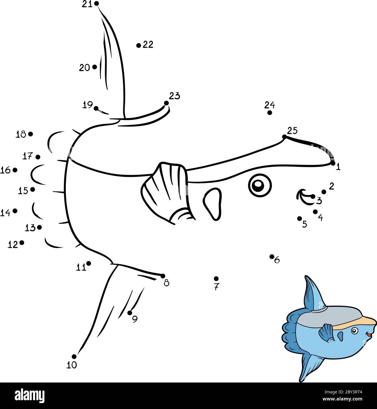 Numbers game, education dot to dot game for children, Ocean sunfish ...