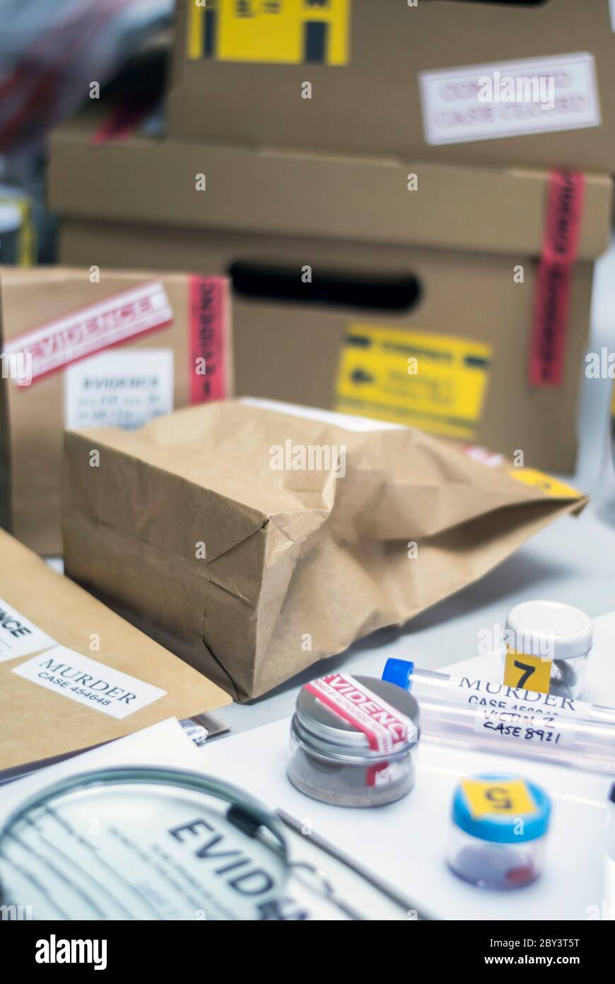 Various laboratory tests forensic equipment, conceptual image Stock ...