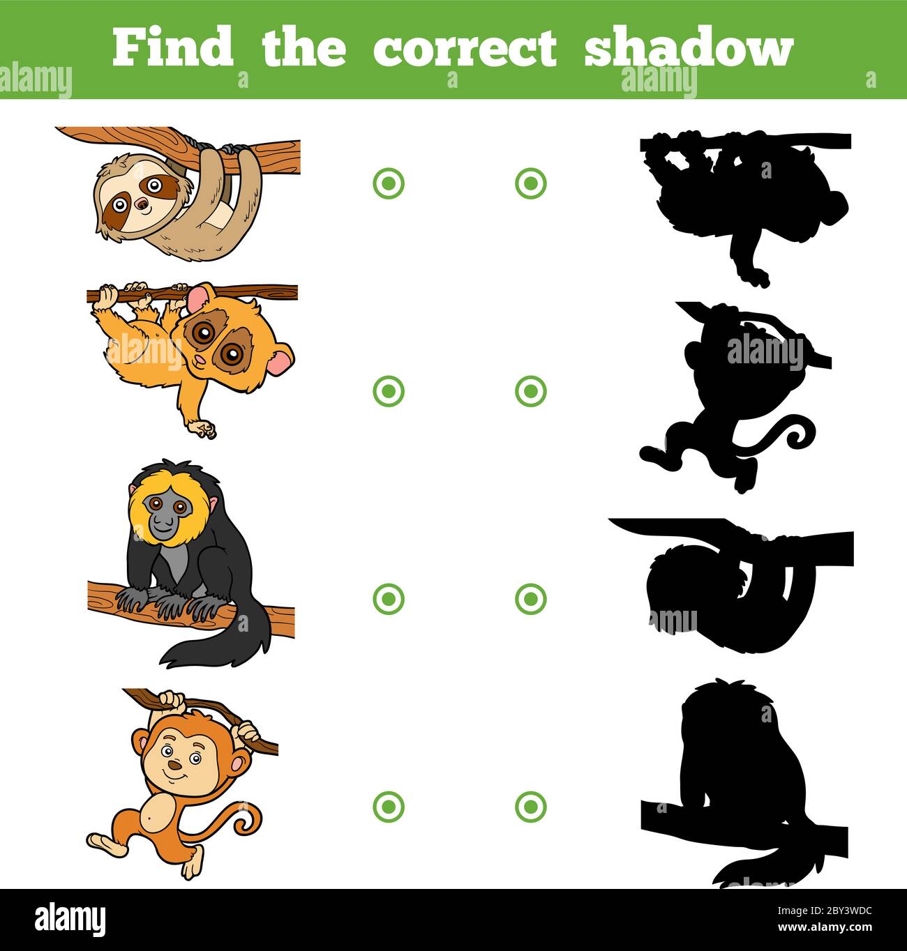 Find the correct shadow, education game for children. Vector set of ...