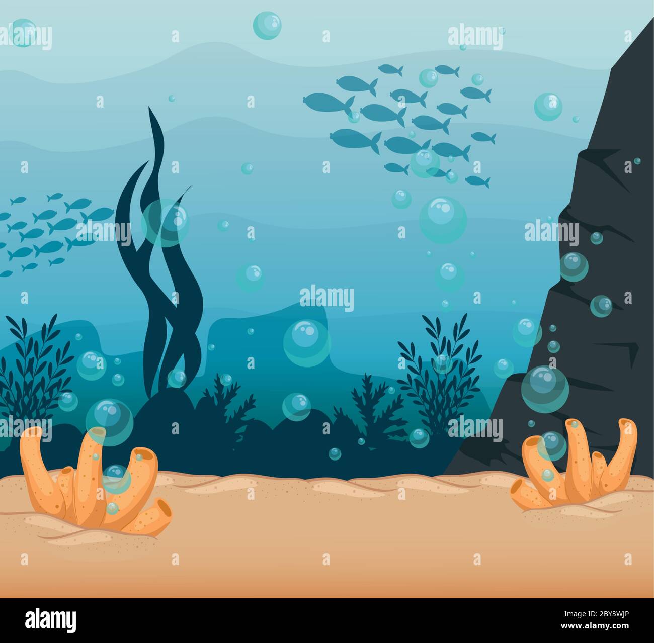 Underwater Background Undersea Reef Ocean With Marine Algae Scene