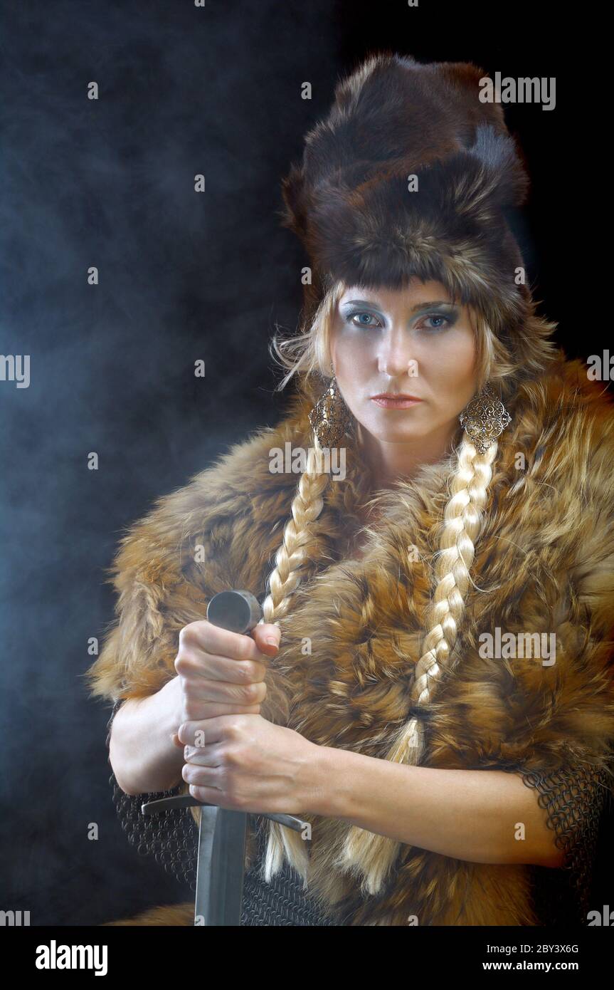 Valkyrie viking girl sword hi-res stock photography and images - Alamy