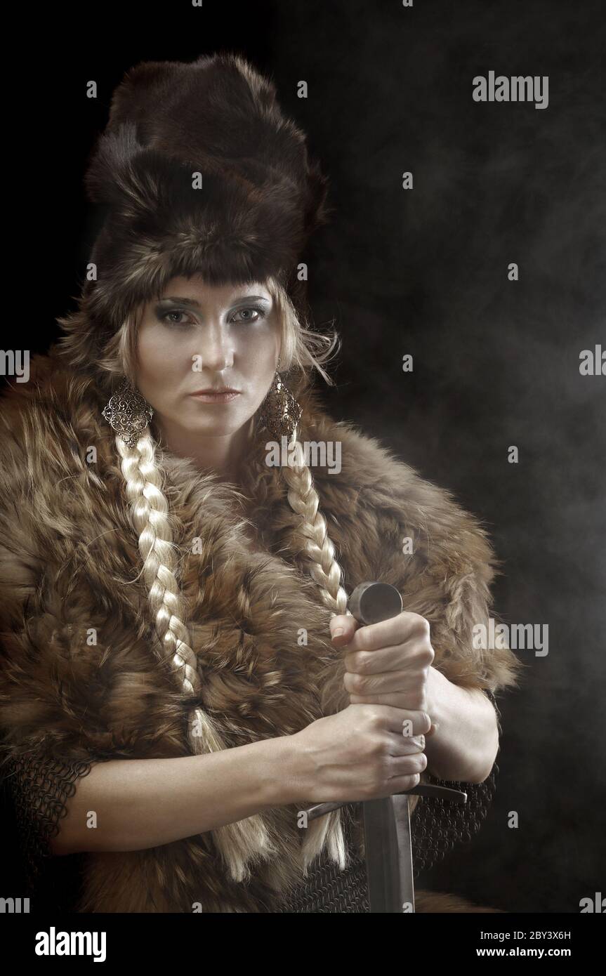 Valkyrie viking girl sword hi-res stock photography and images - Alamy