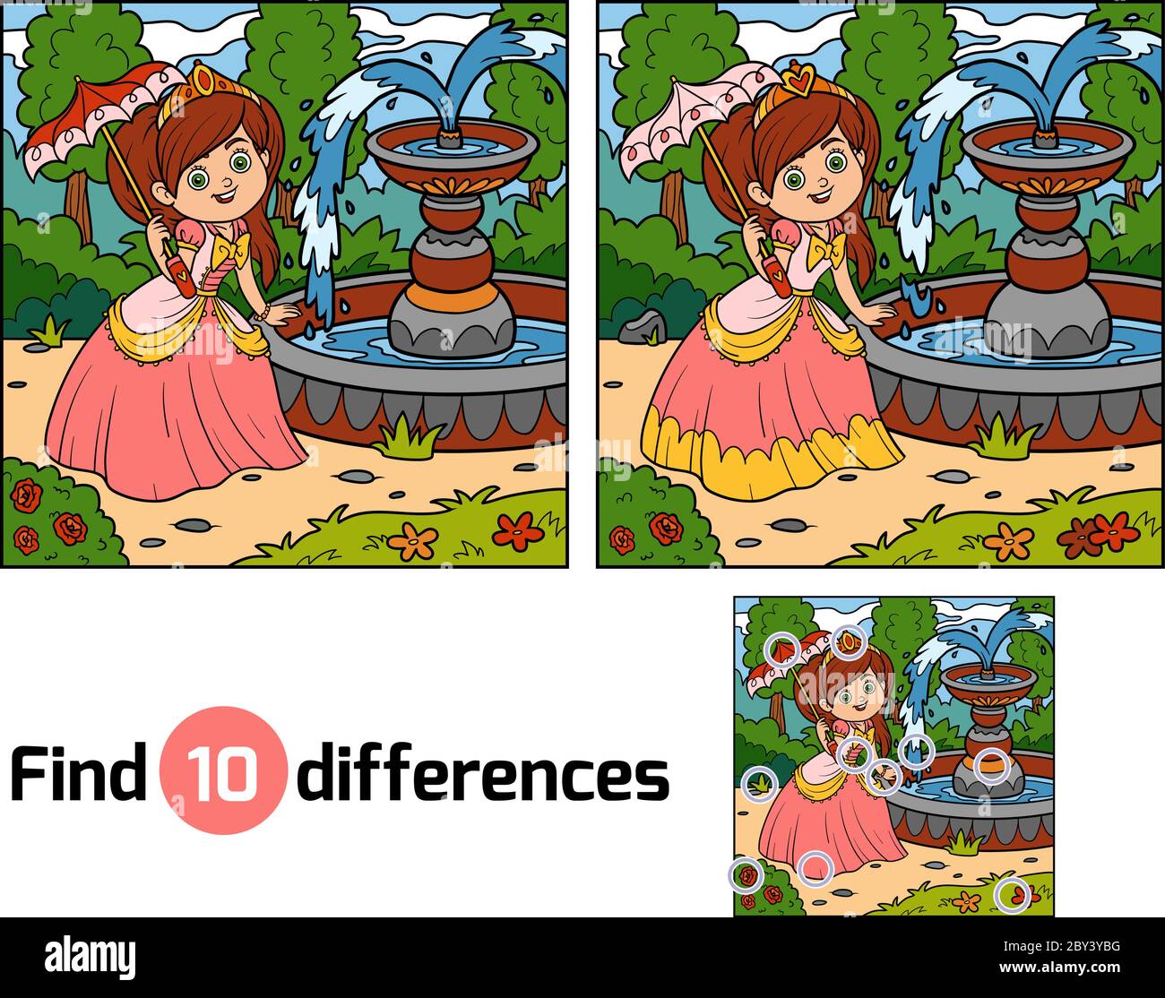 Find differences education game for children, Princess Stock Vector ...