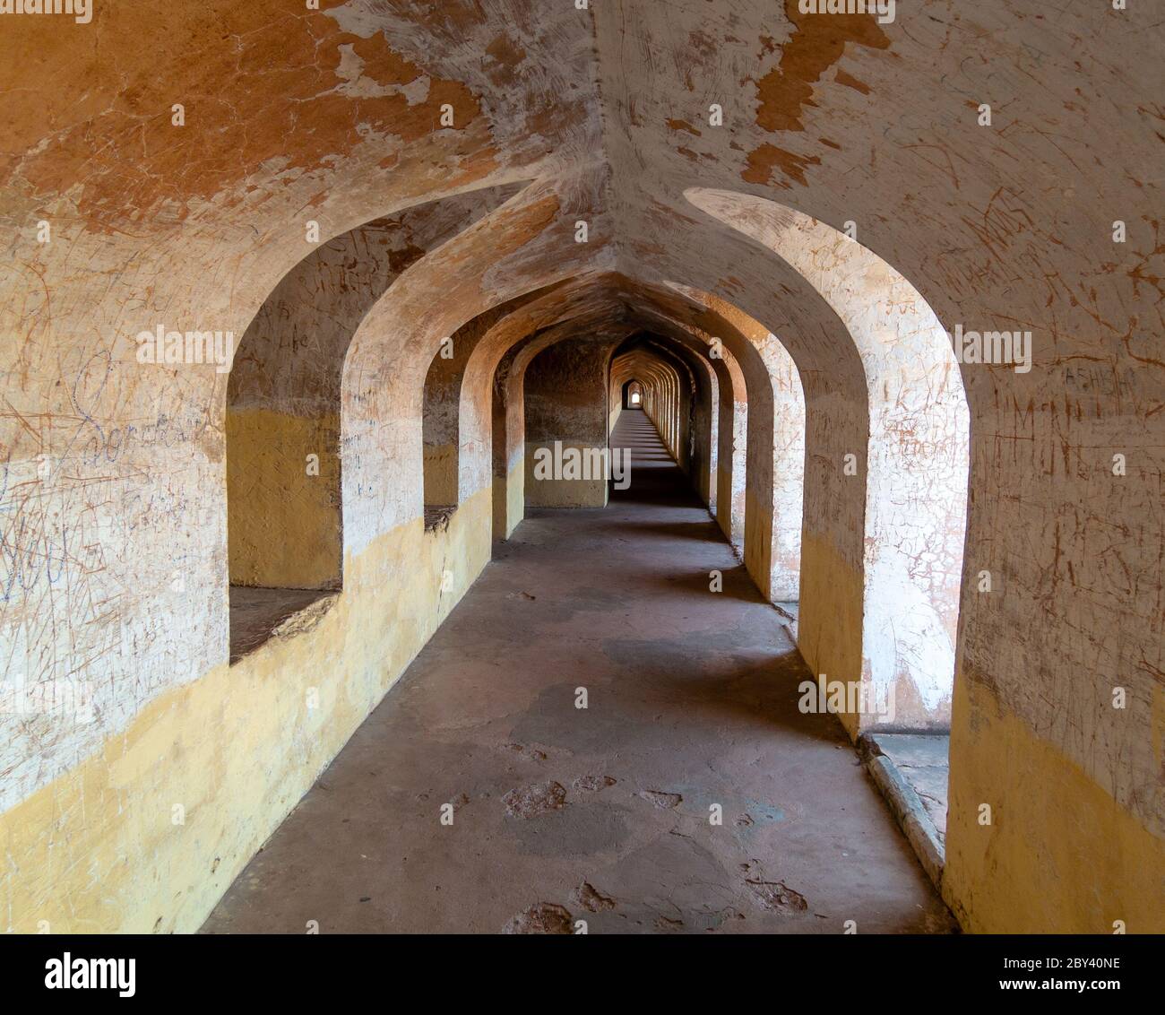 Lucknow, Uttar Pradesh, India - February 2015: The arched interiors of ...