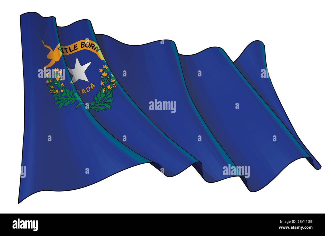 Vector illustration of a Waving Flag of the State of Nevada. All ...