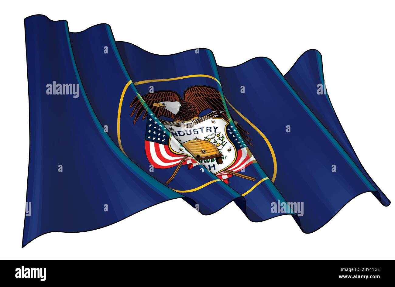 Vector illustration of a Waving Flag of the State of Utah. All elements ...