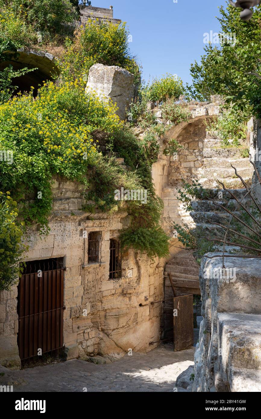 A gate and doorway in the beautiful Provencal town of Les Baux de ...