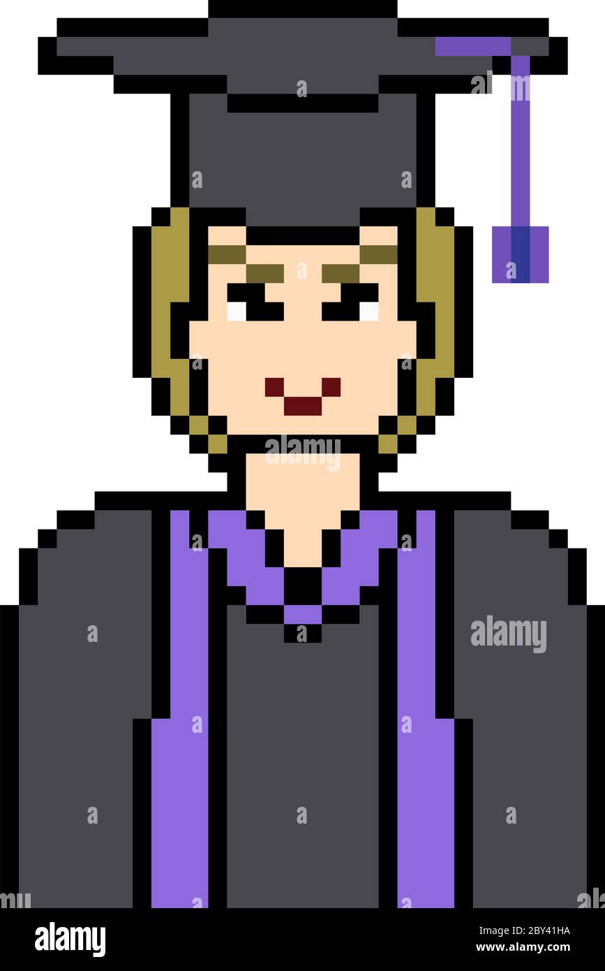 vector pixel art graduation isolated Stock Vector Image & Art - Alamy