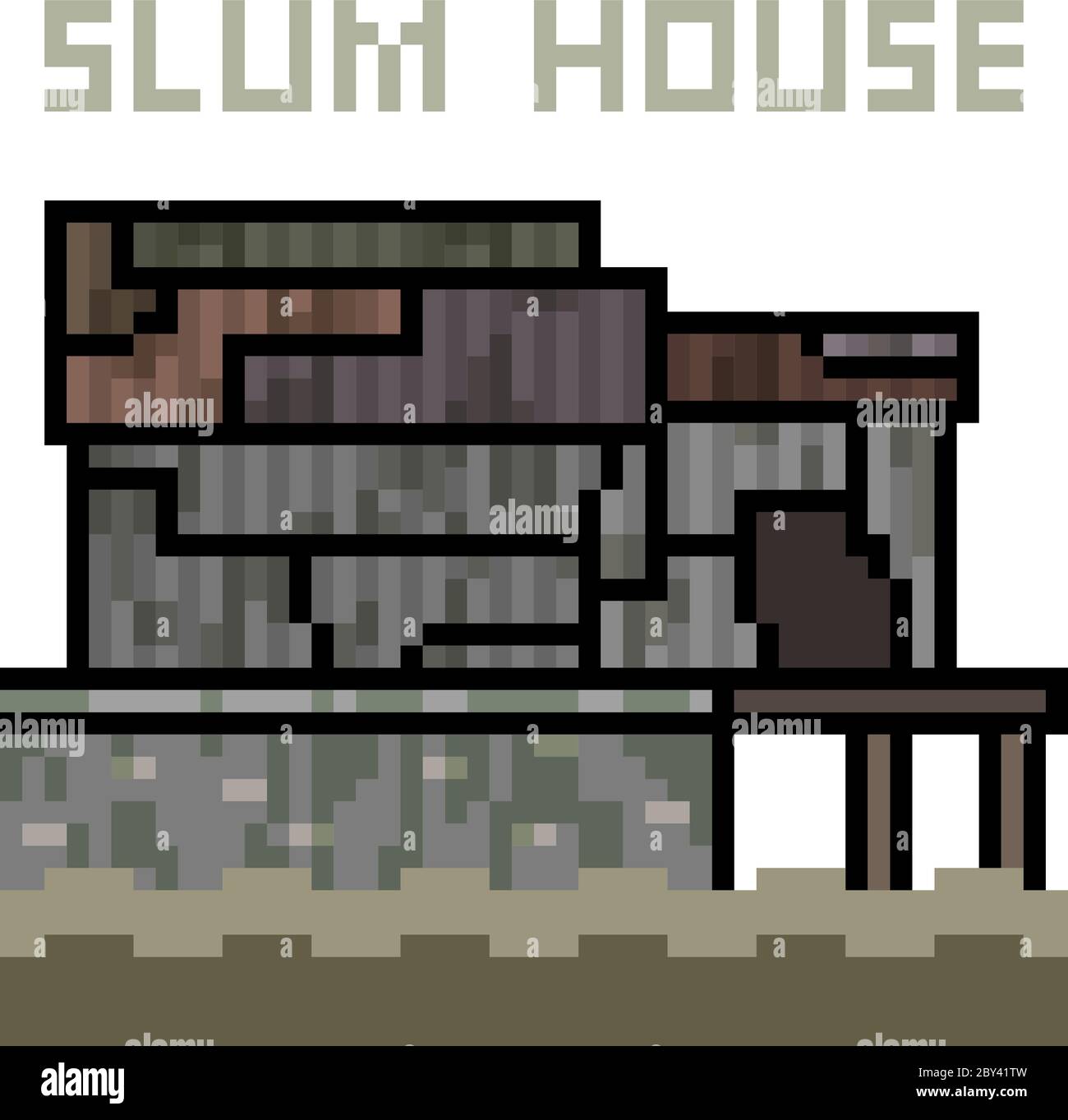 vector pixel art slum house isolated Stock Vector Image & Art - Alamy