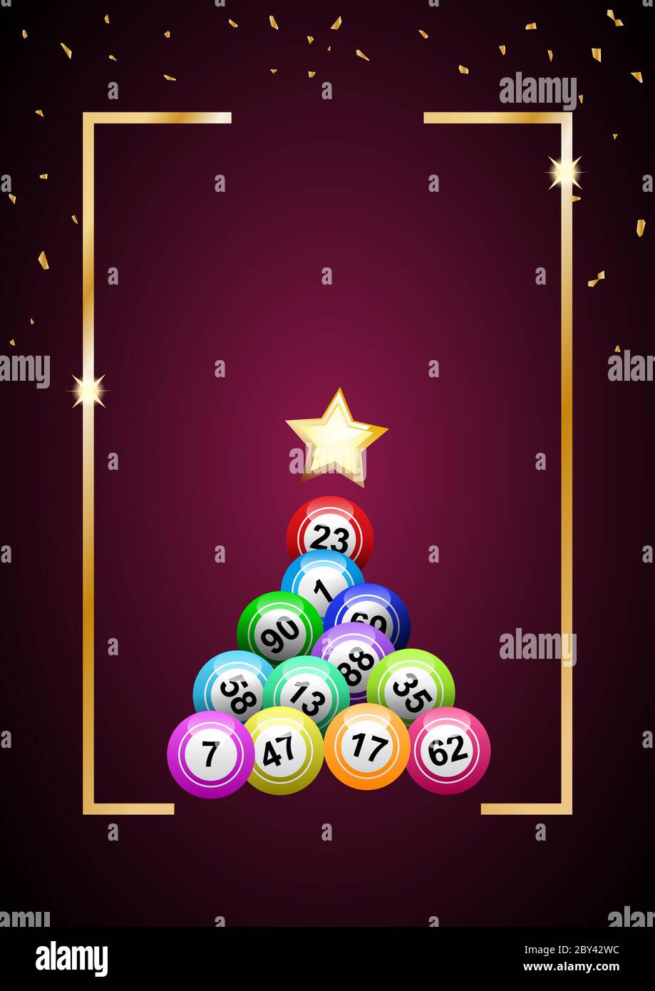 Vector christmas tree with balls of bingo on purple background Stock ...