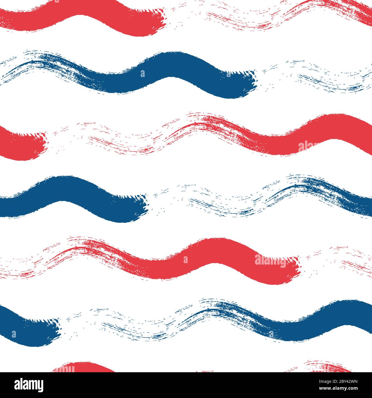 Wavy line seamless vector pattern background. Hand drawn coarse brush ...