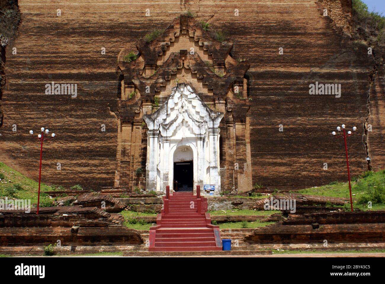 Red steps and stupa Stock Photo - Alamy