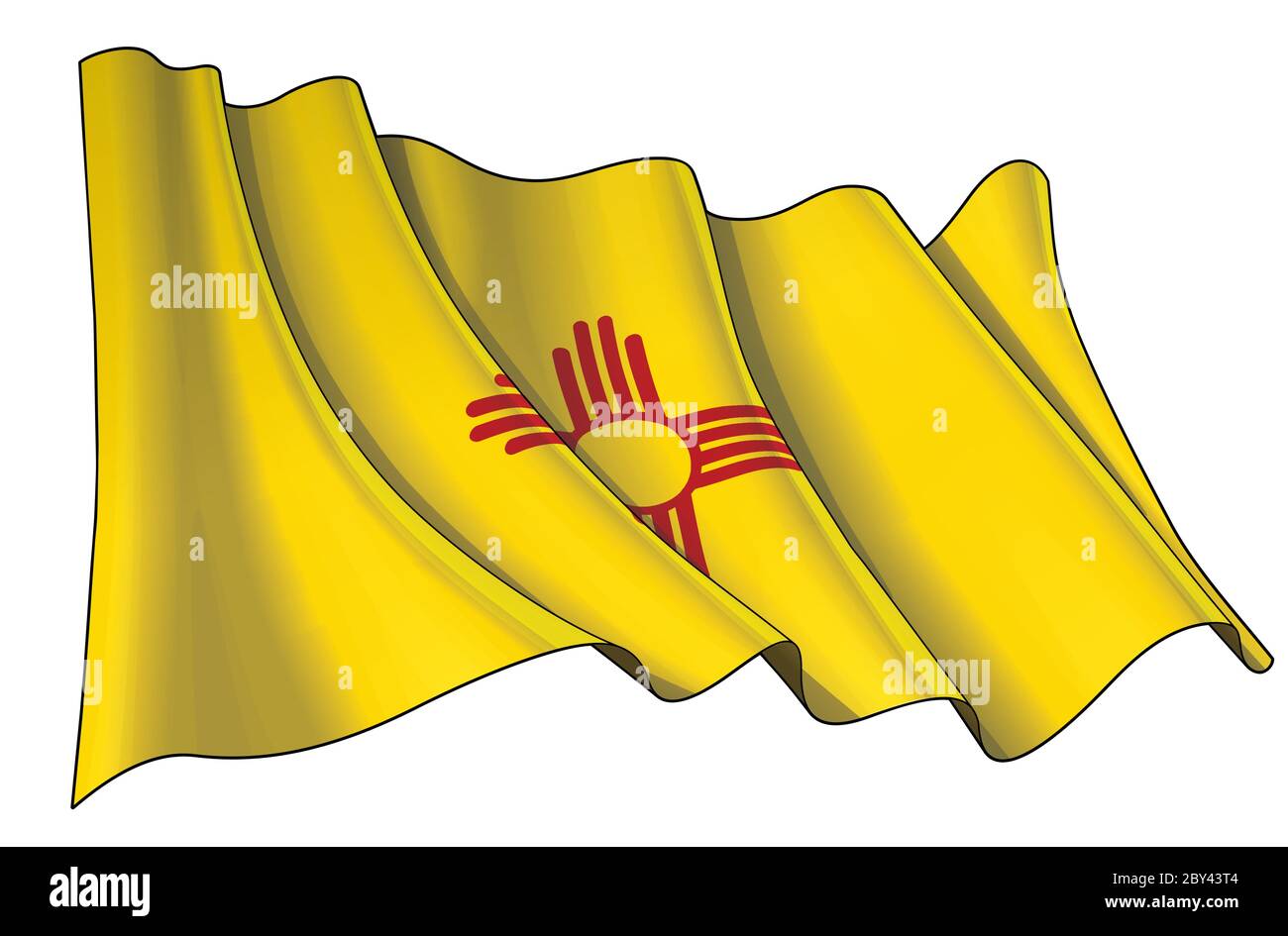 Vector illustration of a Waving Flag of the State of New Mexico. All ...