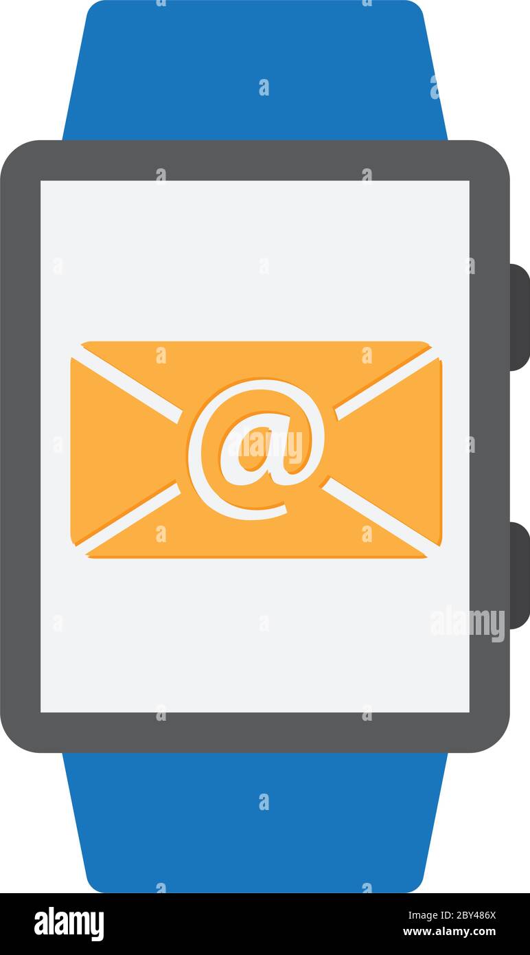 smart watch icon with mail sign black vector icon Stock Vector Image ...