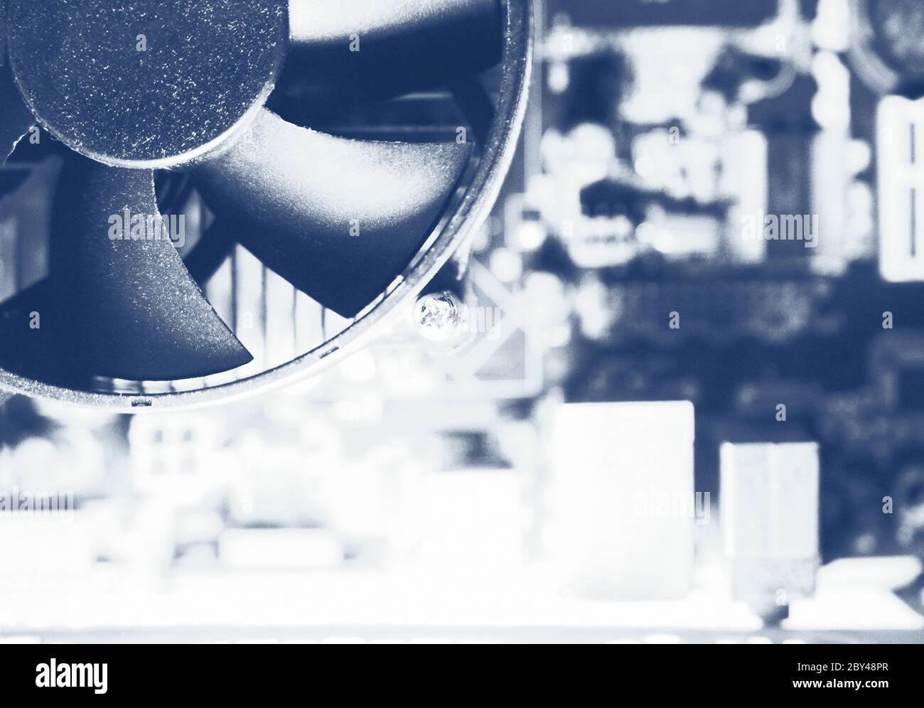 CPU cooler of processor on motherboard. Computer circuit board and CPU ...