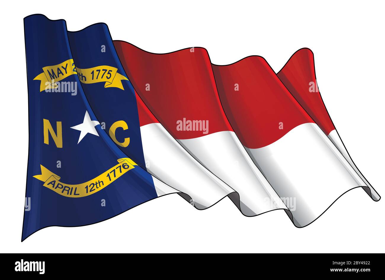 Vector illustration of a Waving Flag of the State of North Carolina ...