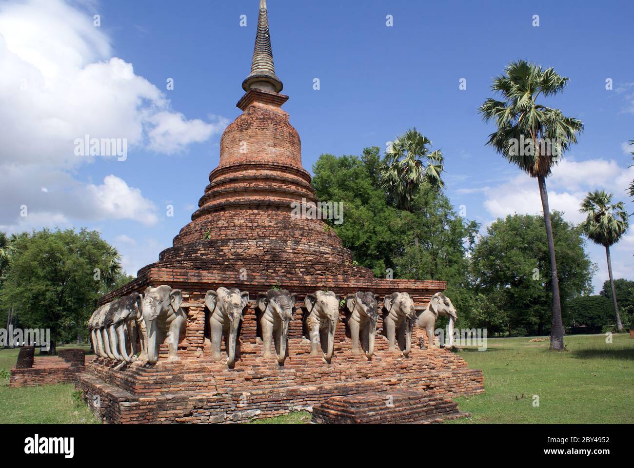 Brick pagoda and elephants Stock Photo - Alamy