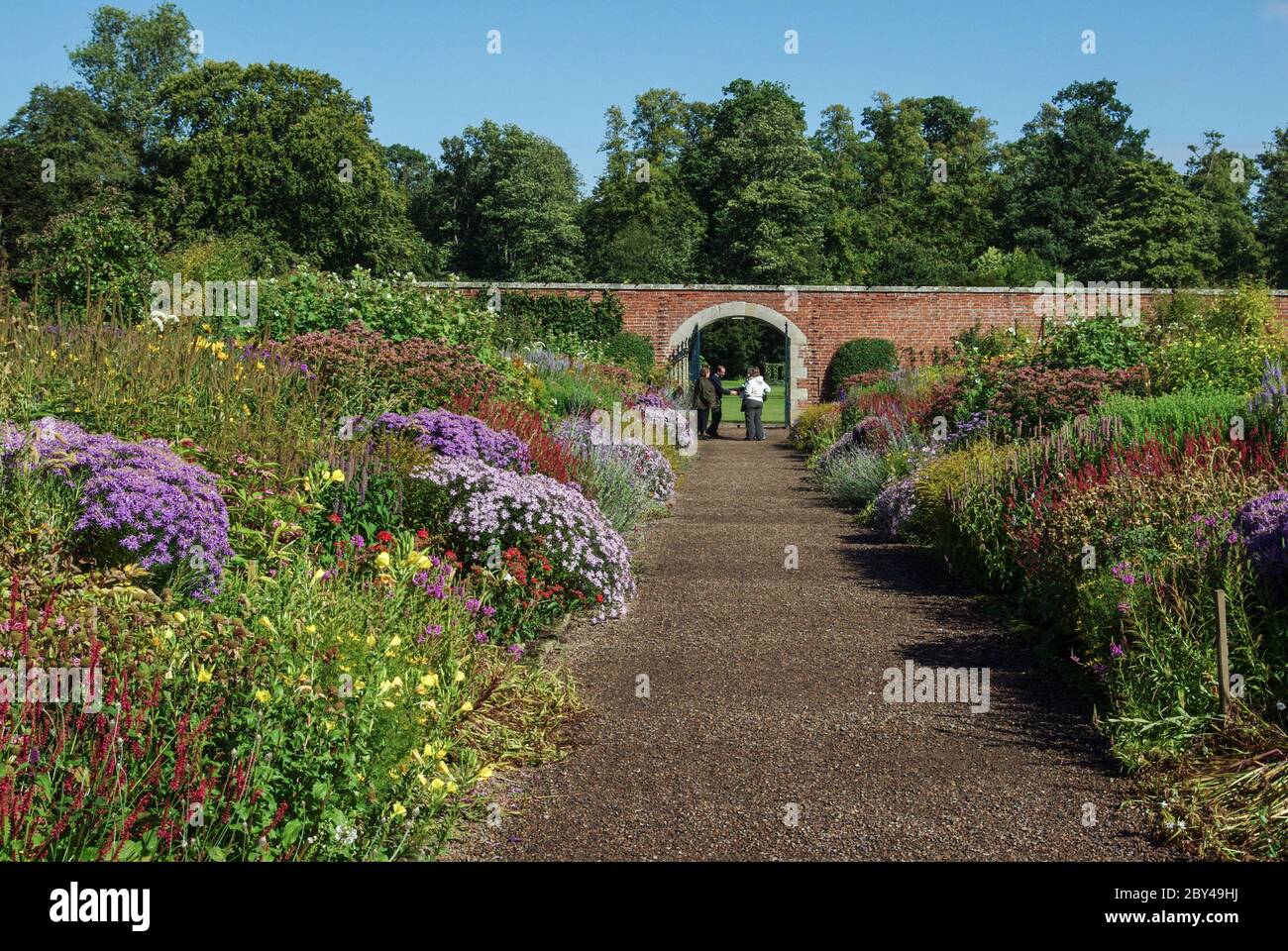Colourful flower borders in Summer in the Walled Garden, Floors Castle ...