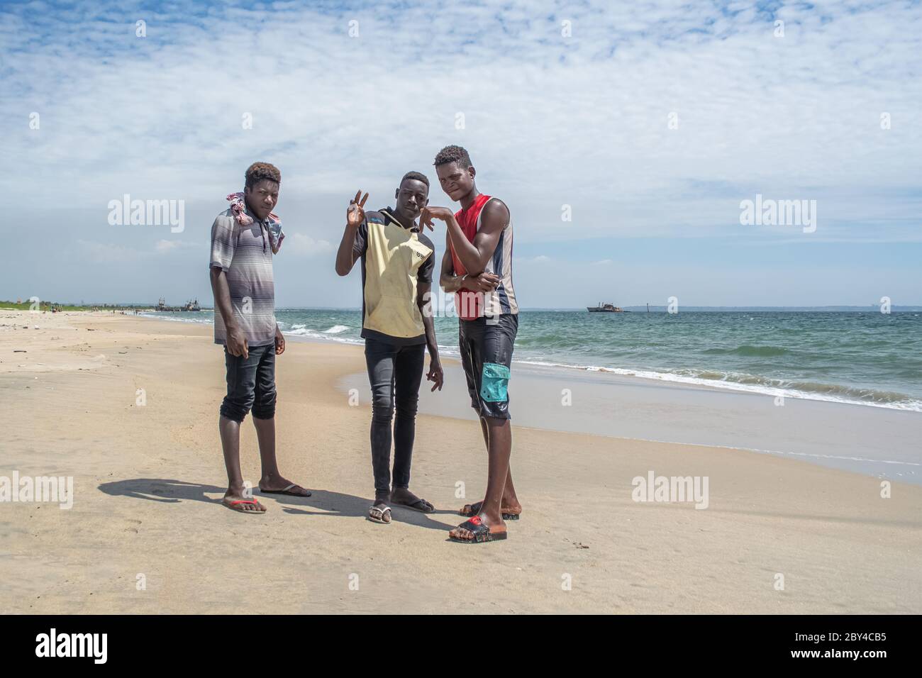 Luanda / Angola - 06/11/2018: View of boys in posing for photography on ...