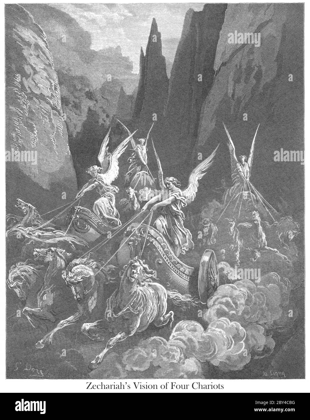 The Vision of the Four Chariots Zechariah 6:1 From the book 'Bible ...