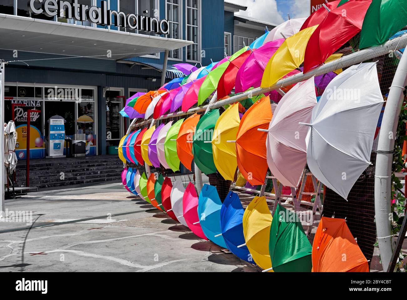 Colorful umbrellas to celebrate post Covid 19 lockdown reopening at the ...