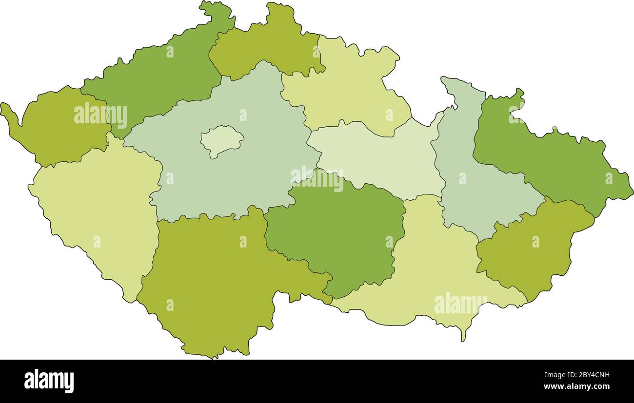 Highly detailed editable political map with separated layers. Czech ...