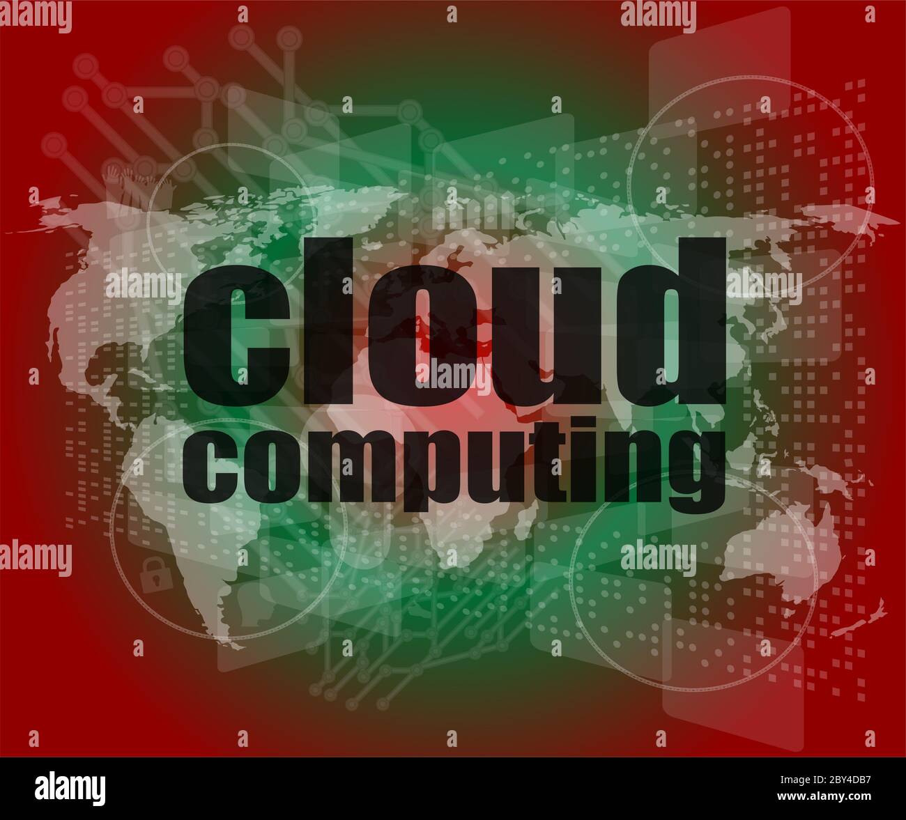 cloud computing word on touch screen, modern virtual technology ...
