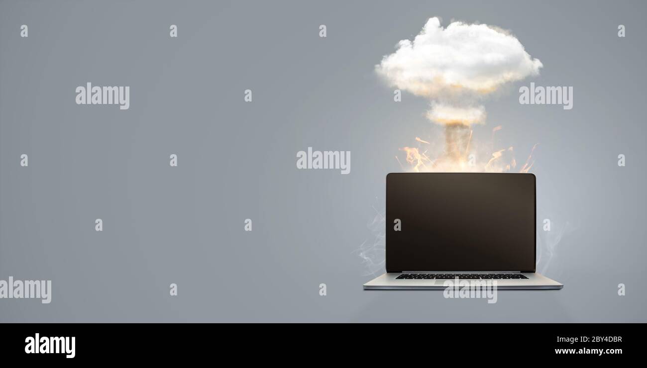 Computer failure with explosion Stock Photo - Alamy