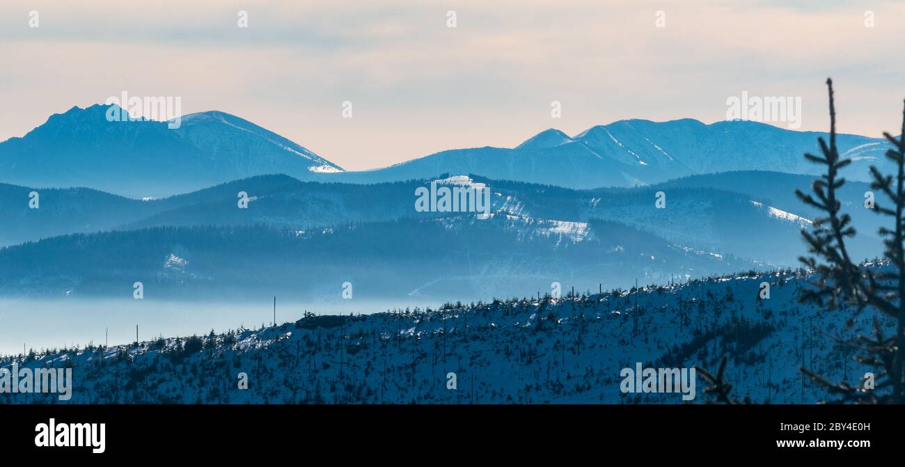 Amazing view to Krivanska Mala Fatra mountain range in Slovakia from ...