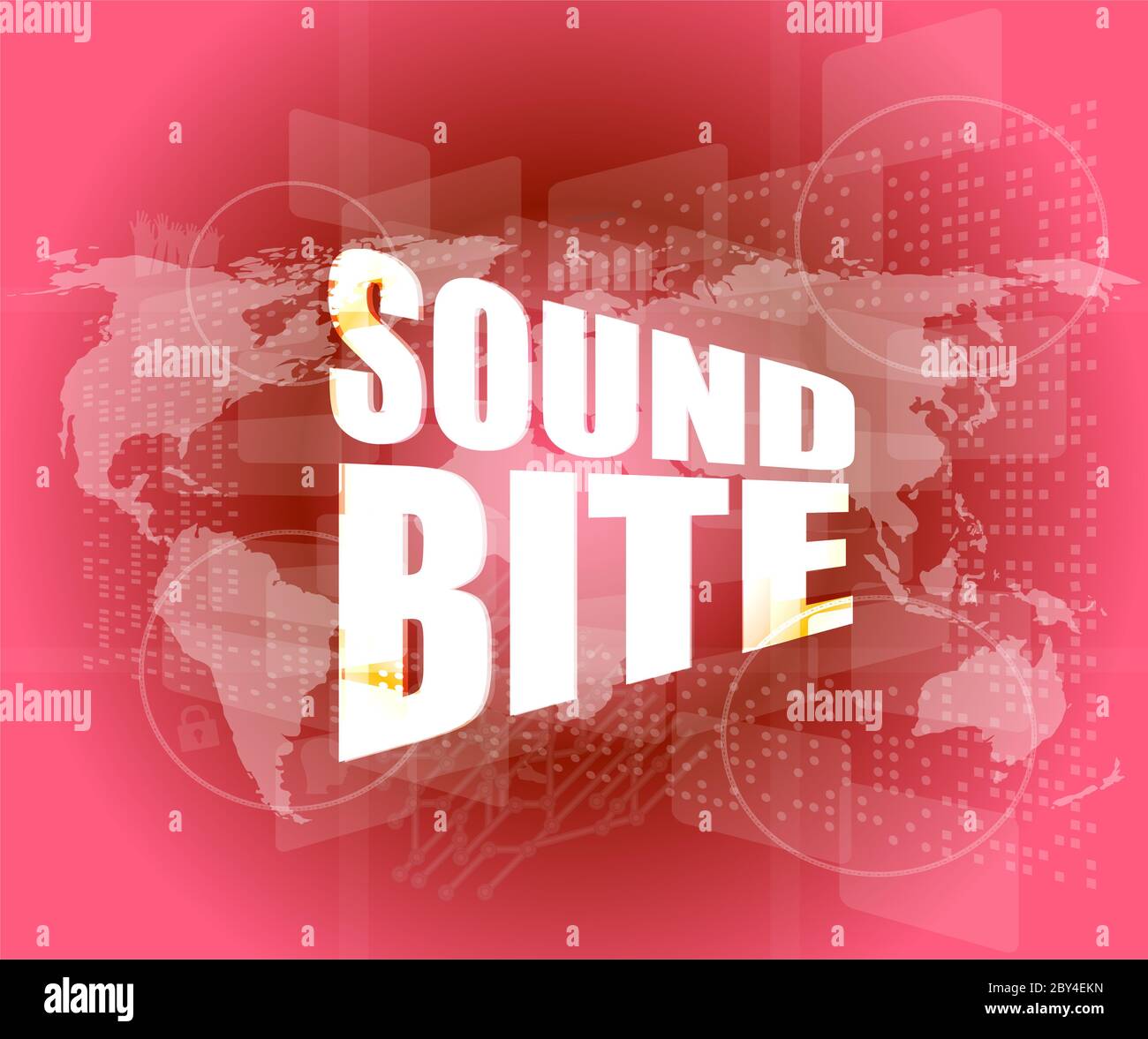 sound bite words on digital screen background with world map Stock ...