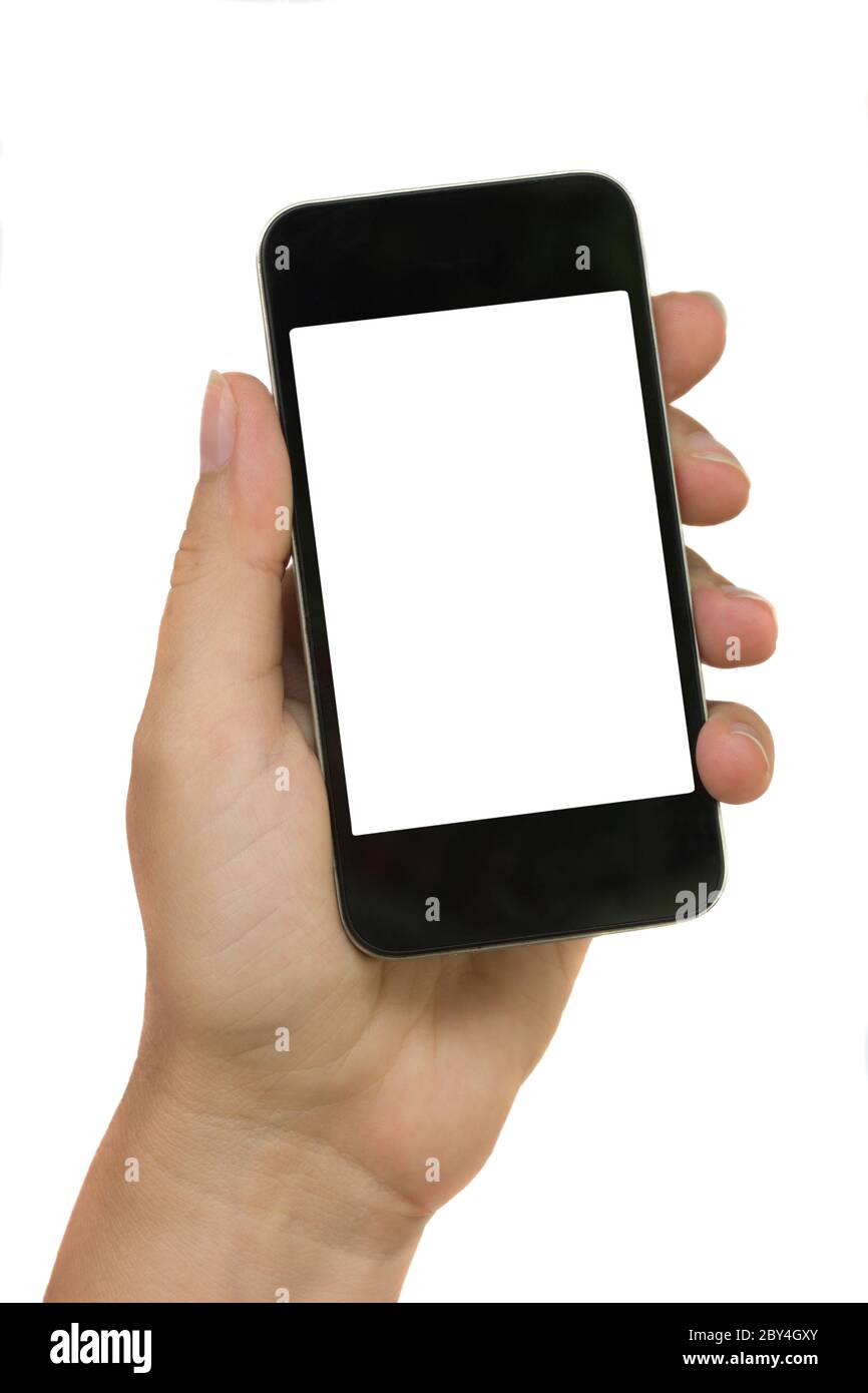 hand holding modern phone Stock Photo - Alamy