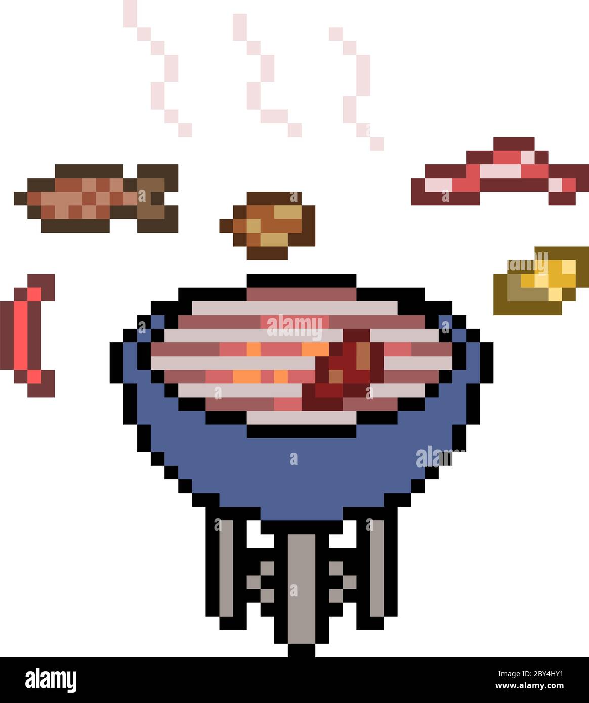 vector pixel art grill food isolated Stock Vector Image & Art - Alamy