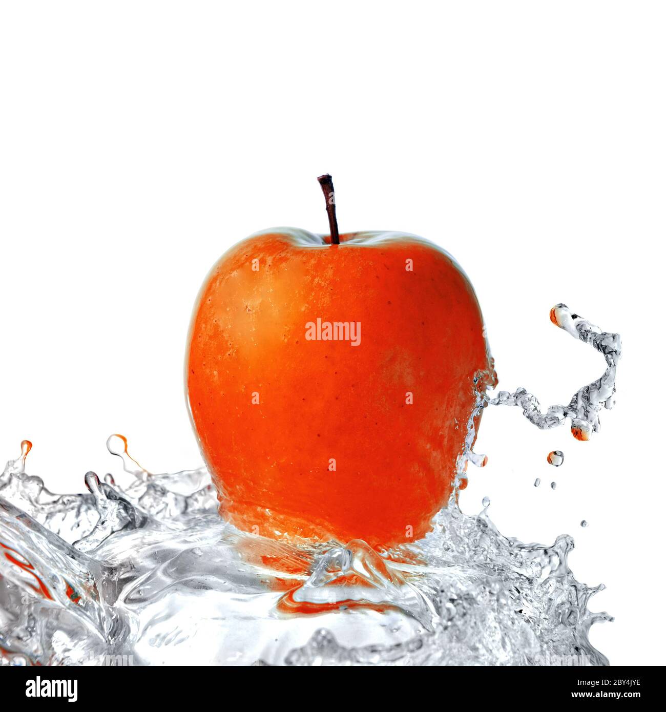 fresh water splash on red apple isolated on white Stock Photo - Alamy