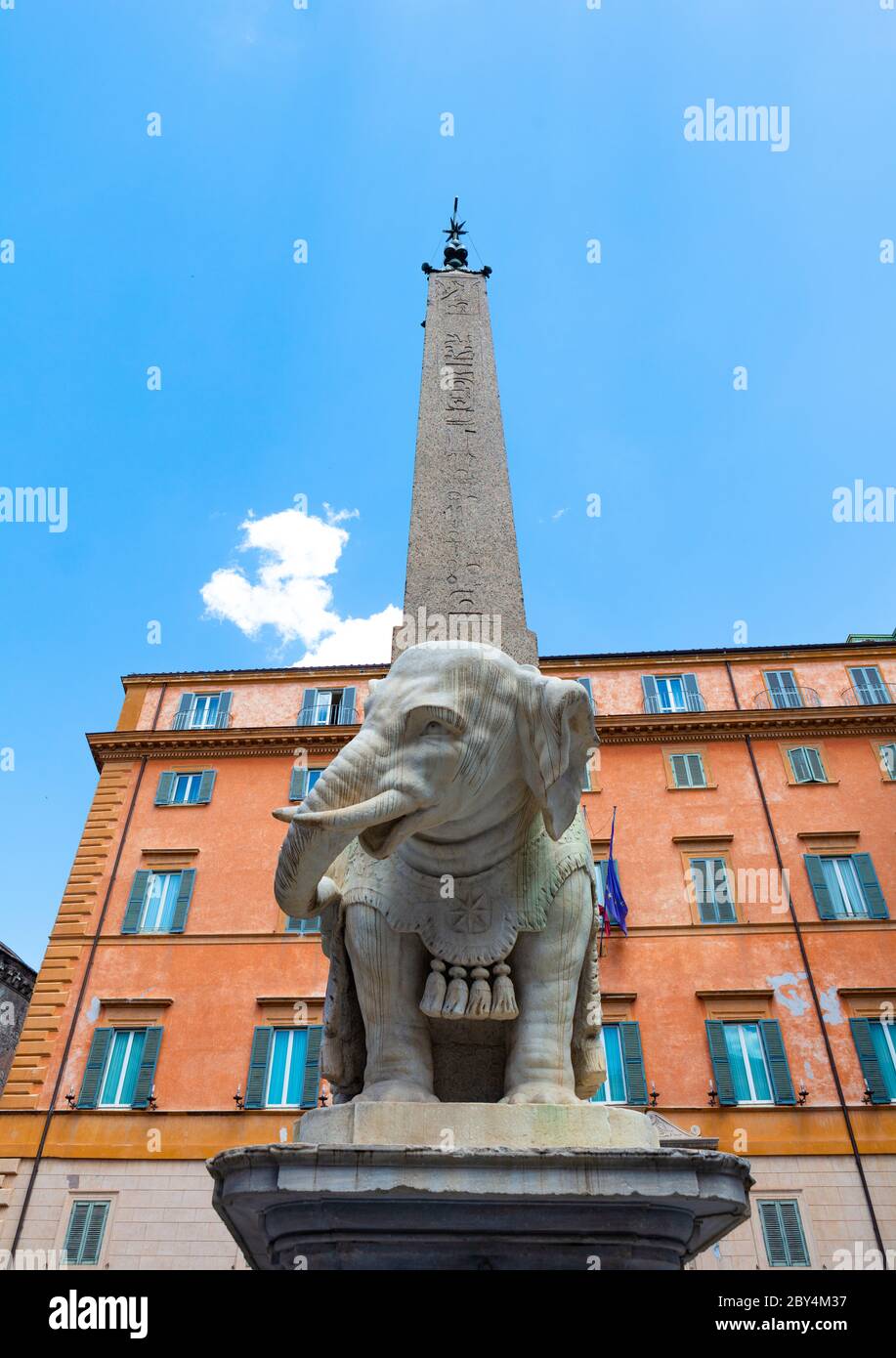 The baroque Elephant monument, by Gian Lorenzo Bernini in Piazza della ...