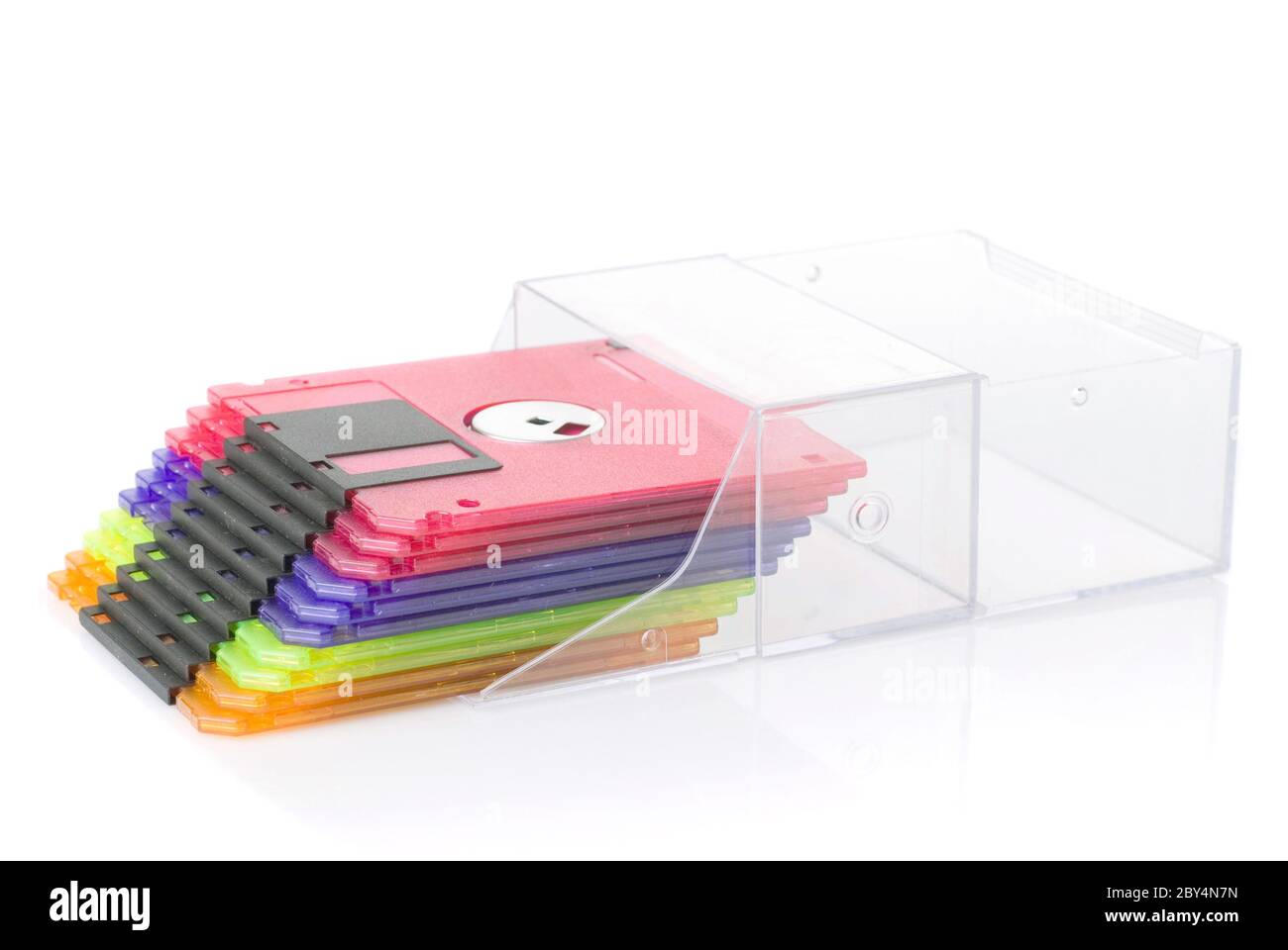 Color floppy disks in box isolated on white Stock Photo - Alamy