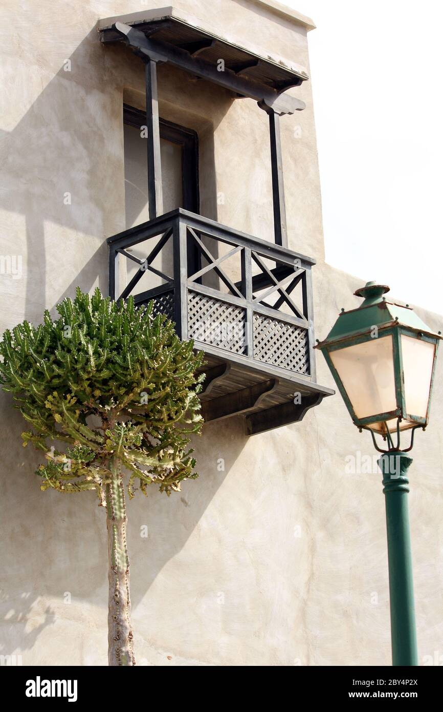 typical spanish balcony in yaiza Stock Photo - Alamy