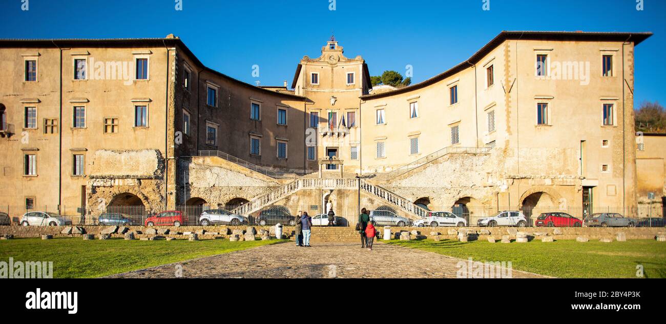 The facade of the museum at Palestrina, formerly a palace of the ...