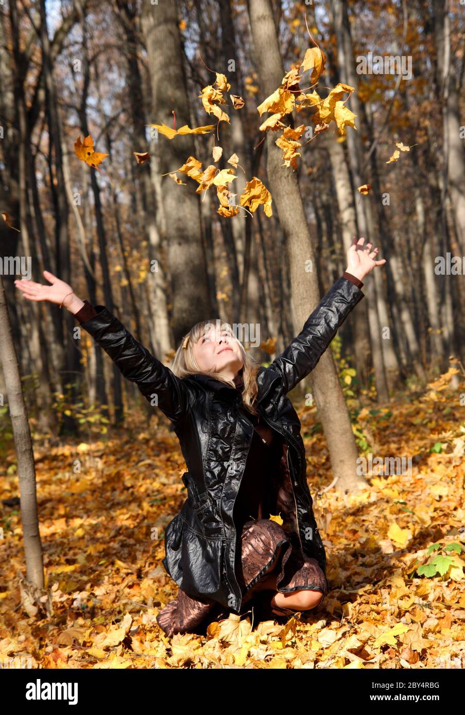 Nature girl flying leaf hi-res stock photography and images - Alamy
