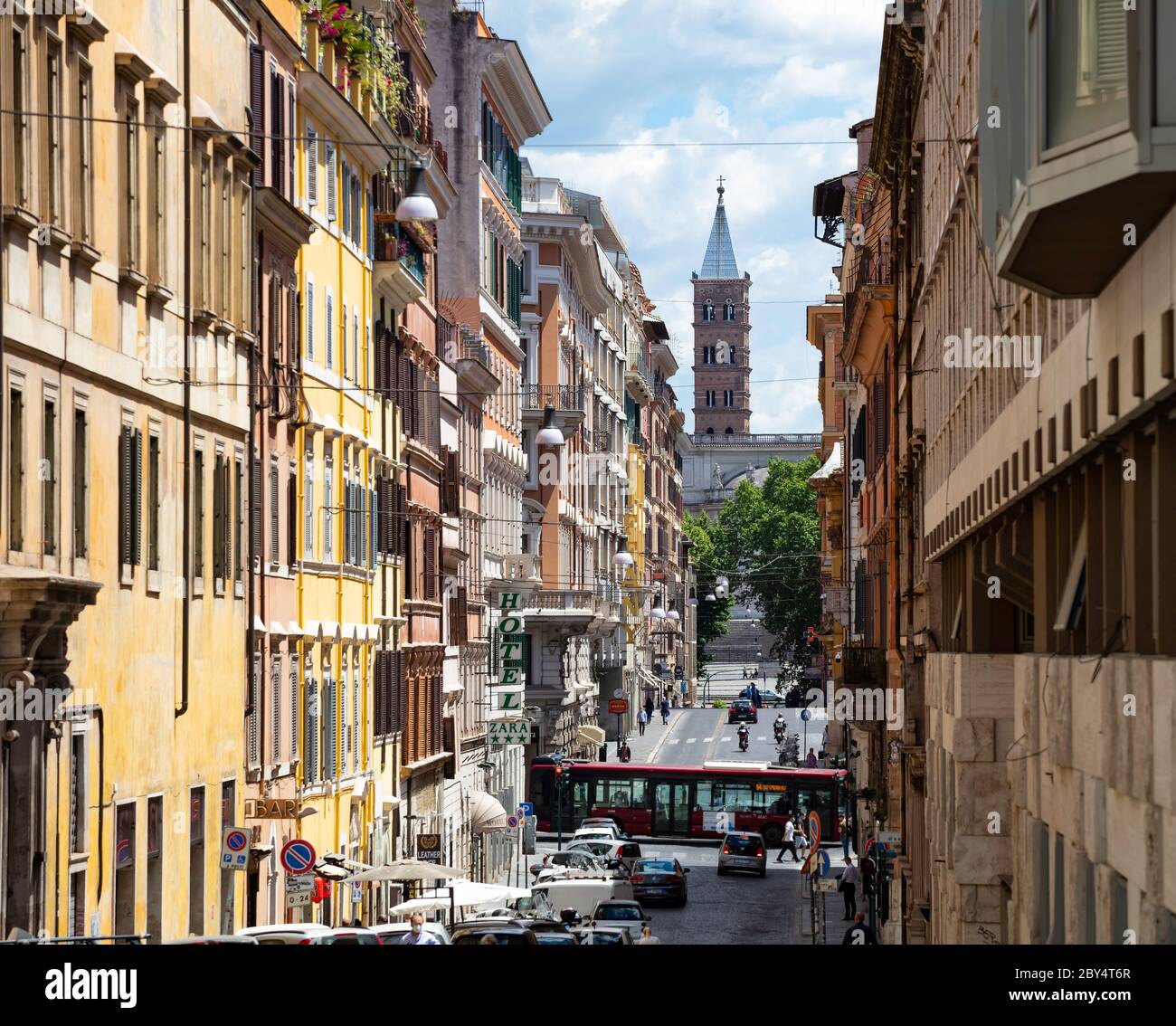 A view along Via Panisperna, in the Monti district of Rome towards the ...