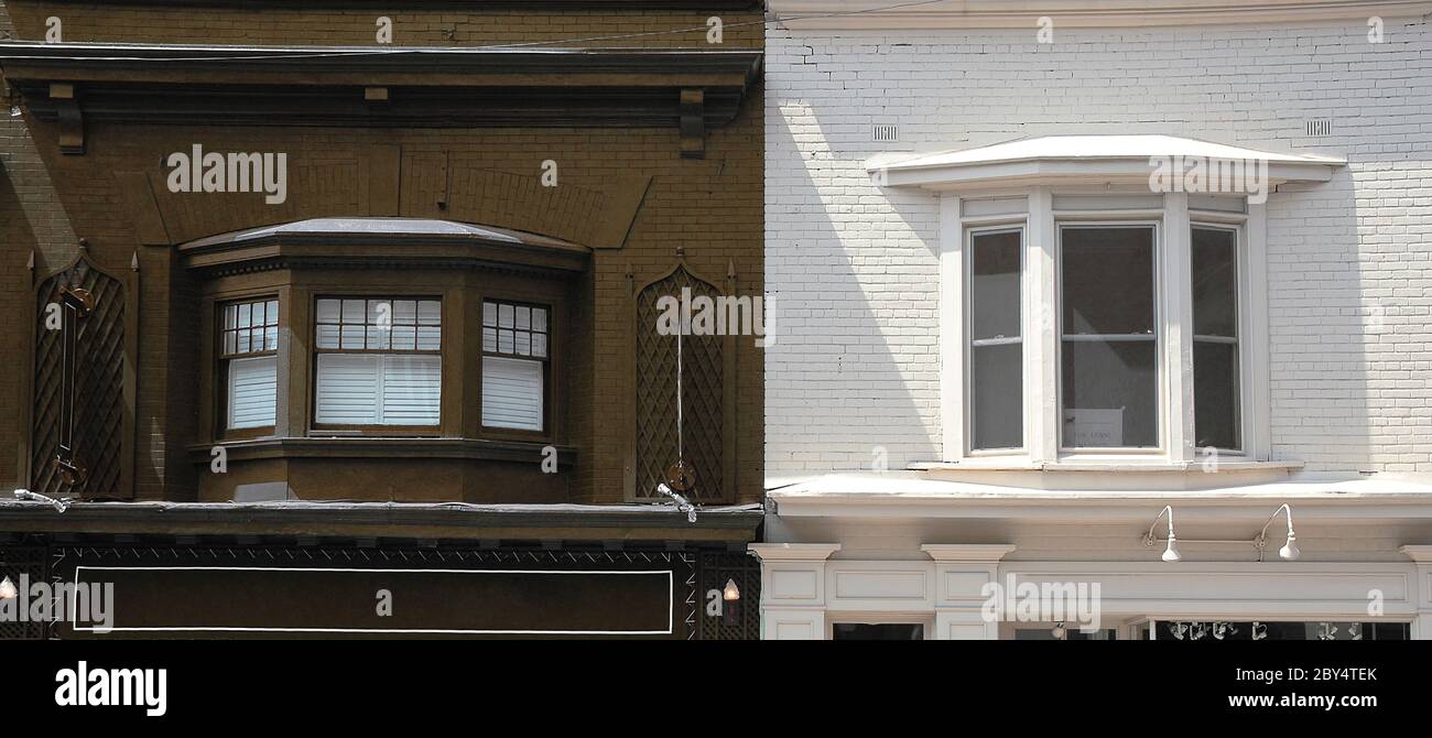 Contrasting window styles and colors Stock Photo - Alamy