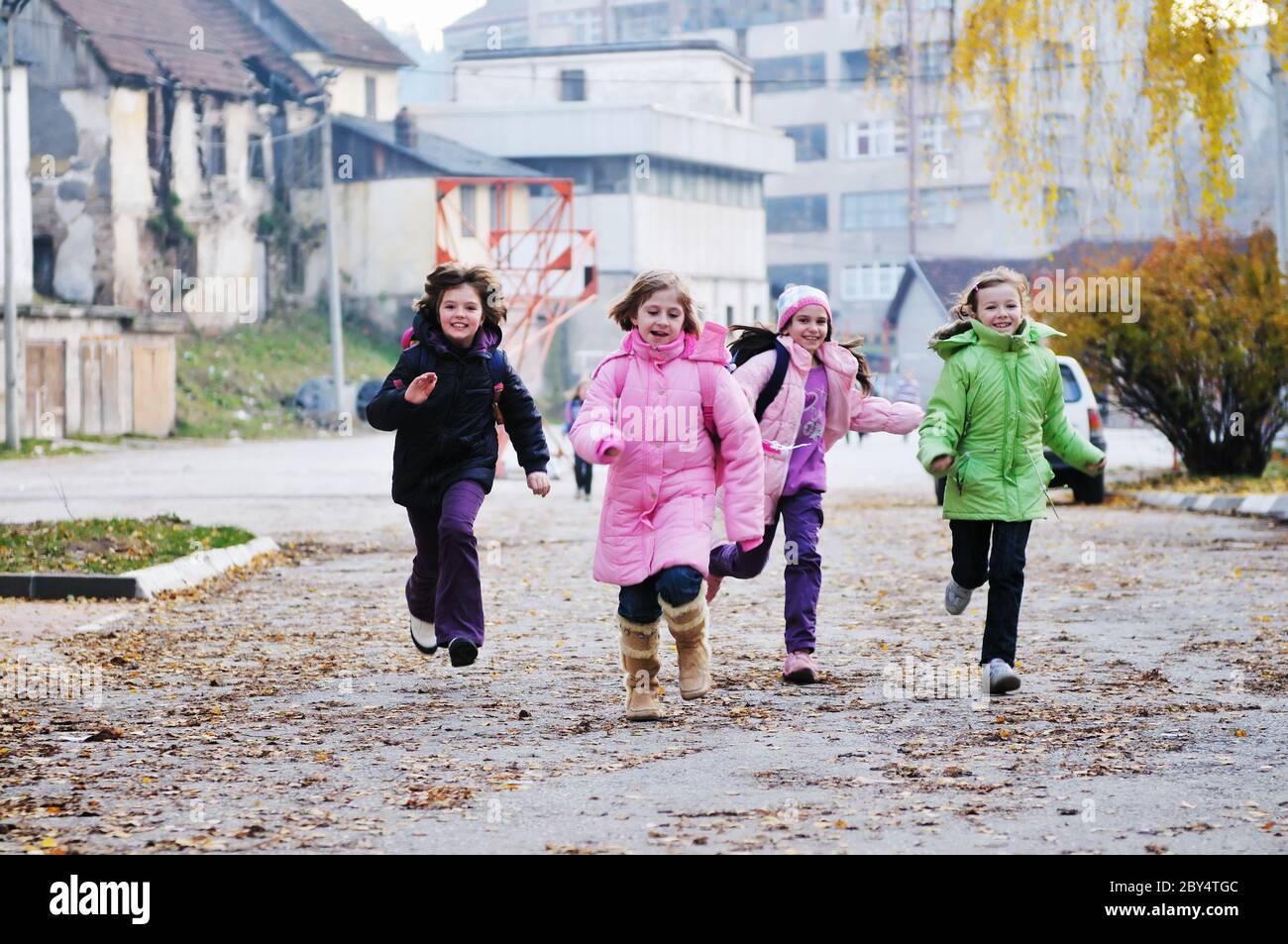 school girls running away Stock Photo - Alamy