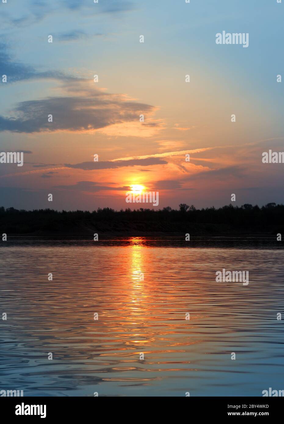 river landscape with sunset Stock Photo - Alamy