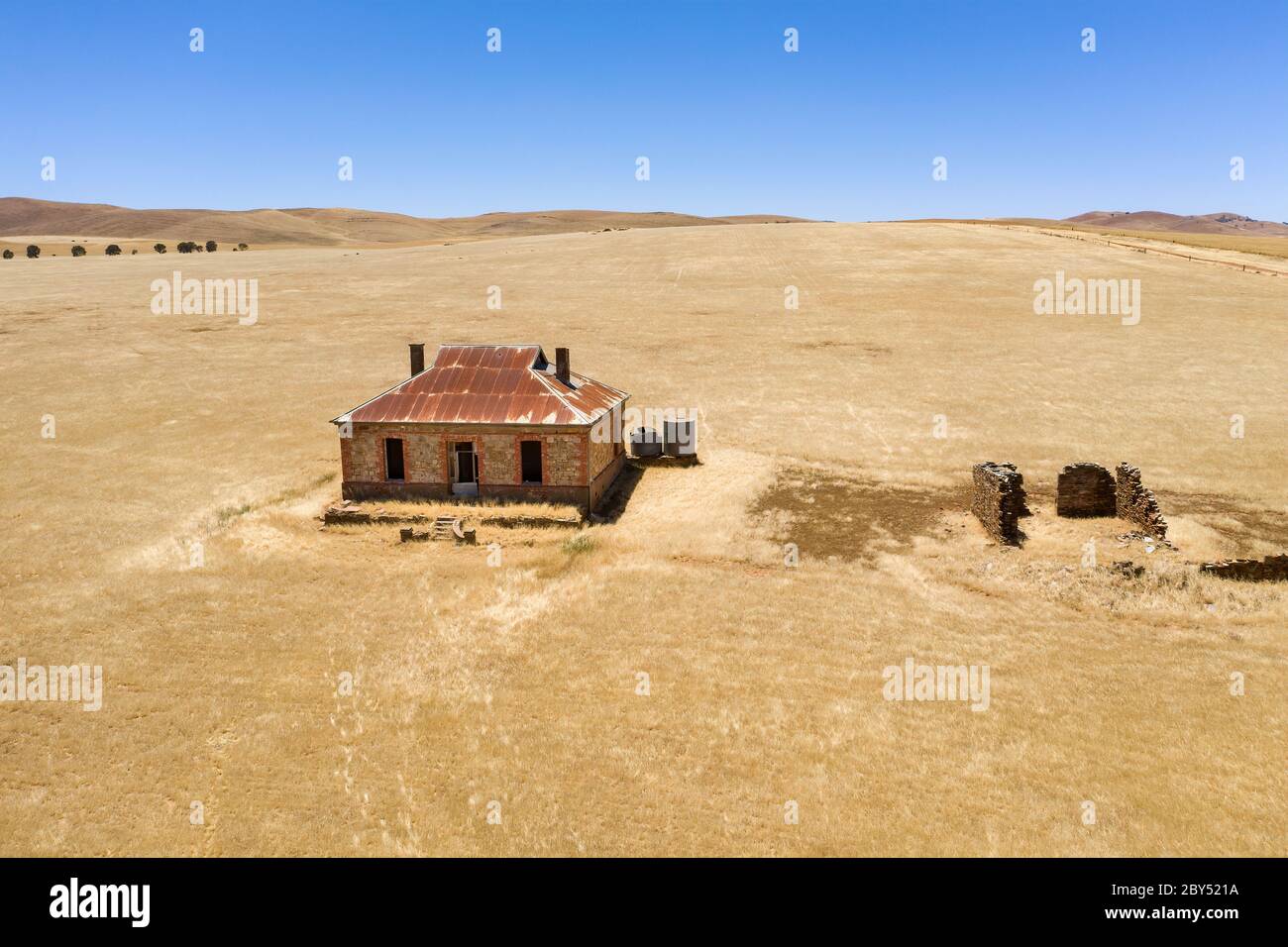 Aerial view of the iconic Burra homestead in South Australia, which is ...