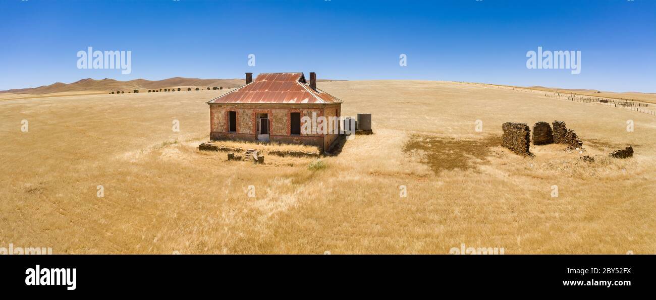 Aerial panoramic view of the iconic Burra homestead in South Australia ...